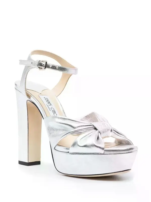 JIMMY CHOO 120mm Metallic Nappa Leather Sandals - Silver