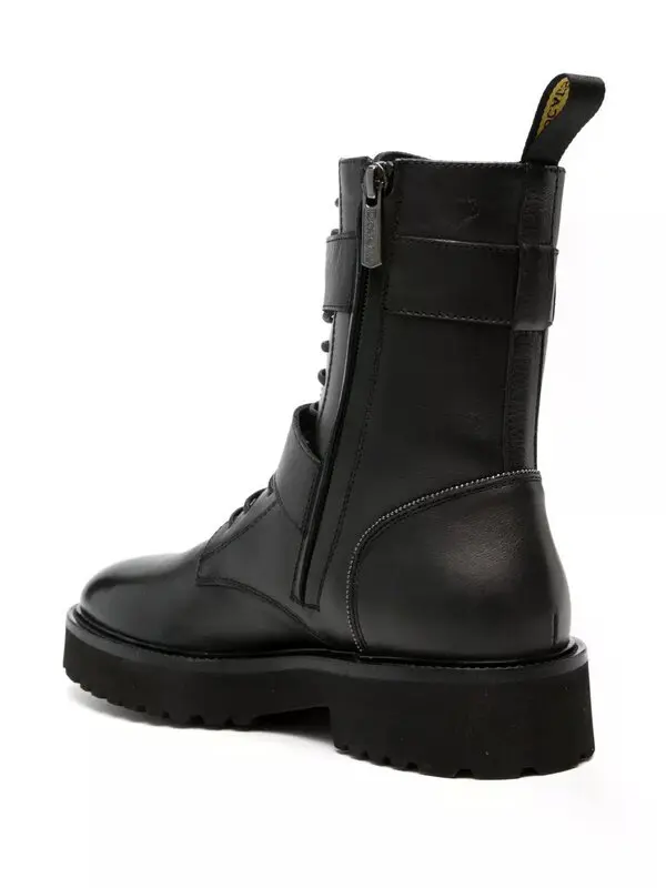 DOUCAL'S Buckled Leather Combat Boots