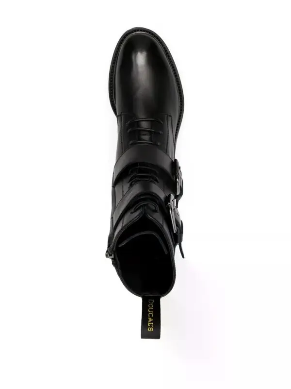 DOUCAL'S Buckled Leather Combat Boots