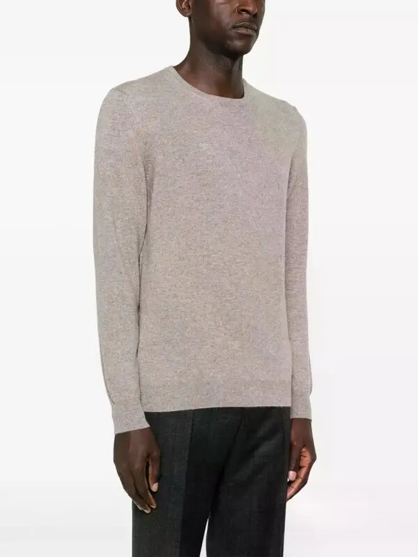Fedeli Fine Knit Cashmere Crew Neck Sweater - Grey