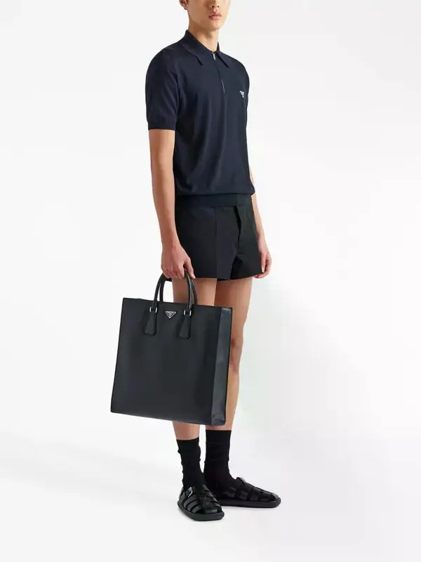 Prada Half-zip Wool Polo Shirt - Blue