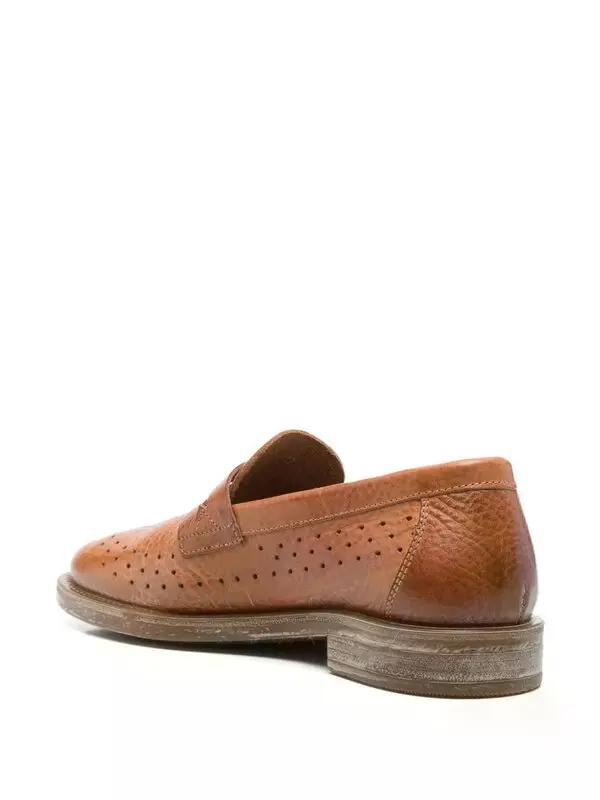 Moma Cognac Perforated Leather Loafers