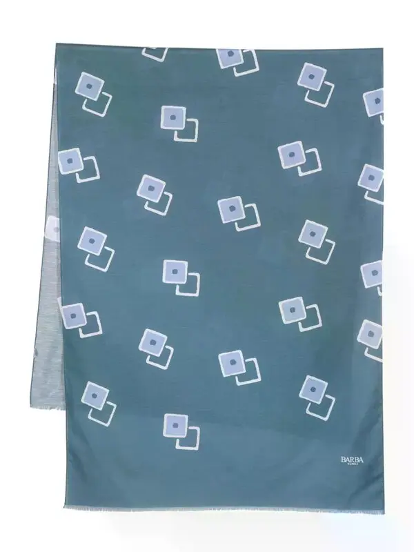 BARBA NAPOLI Graphic-print Frayed Scarf - Blue