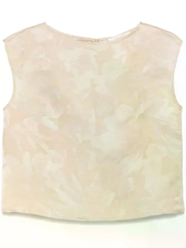 Incotex Floral Jacquard Sleeveless Top - Neutrals