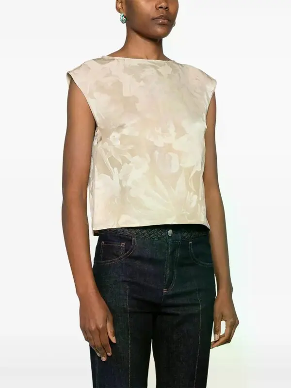 Incotex Floral Jacquard Sleeveless Top