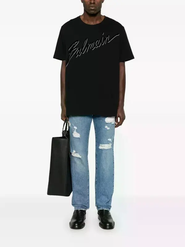 Balmain Flocked-logo T-shirt