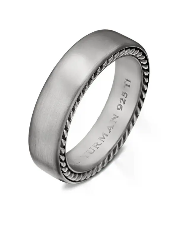 David Yurman Sterling And Titanium Cable Motif Band Ring