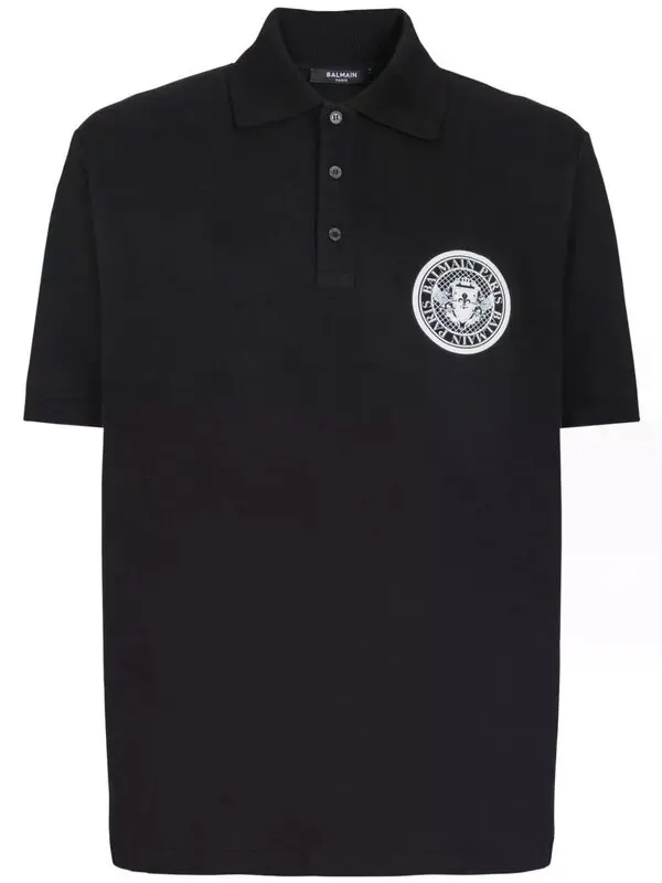 Balmain Logo Polo Shirt - Black