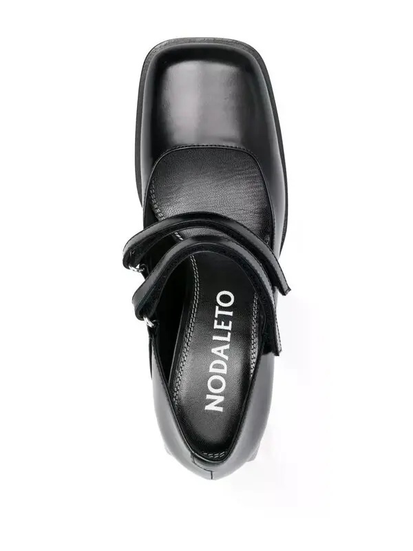 NODALETO Square Toe Leather Pumps