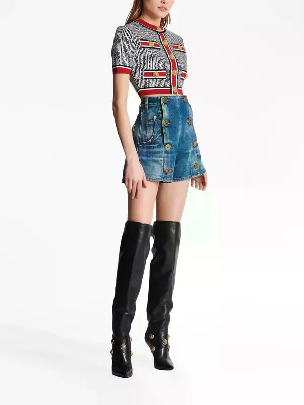 Balmain Monogram Jacquard Cropped Top