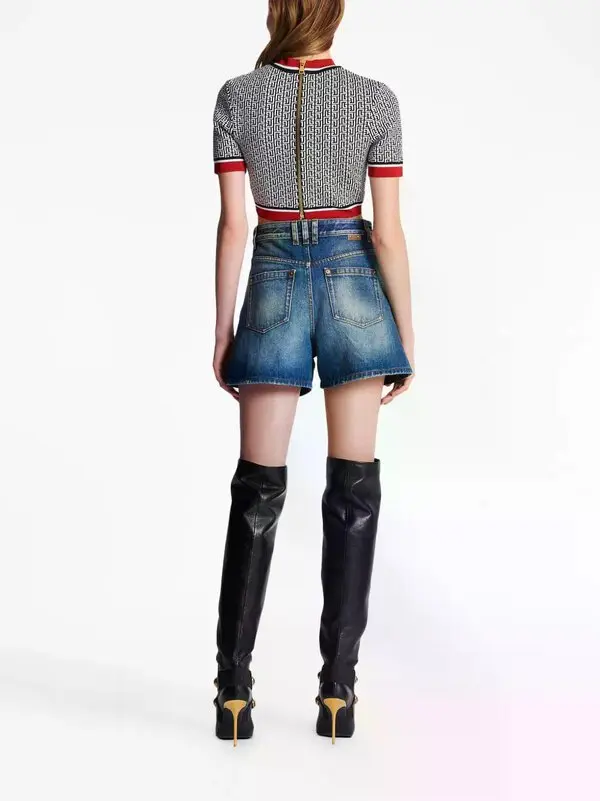 Balmain Monogram Jacquard Cropped Top