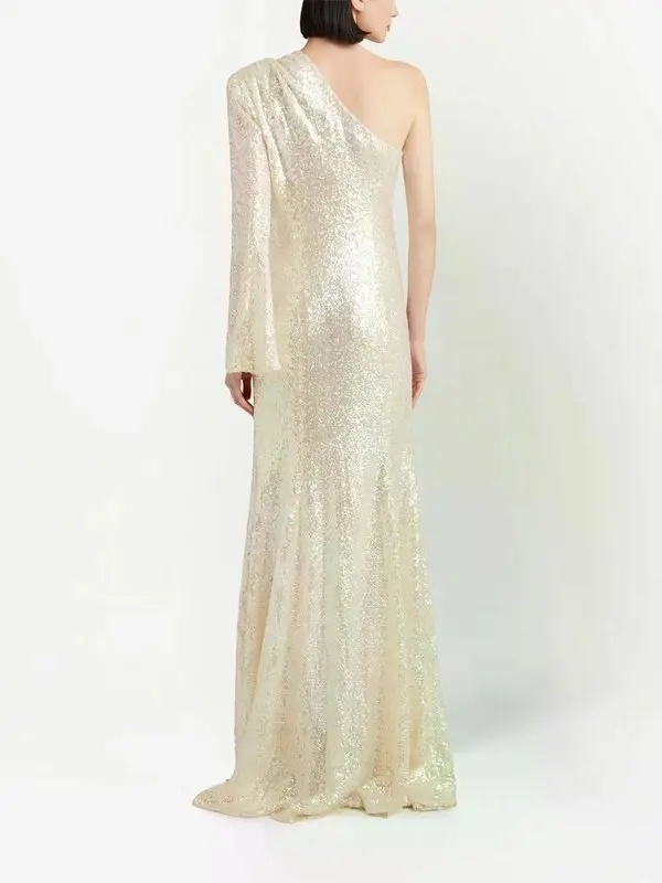 Cinq À Sept Sequin One-shoulder Gown