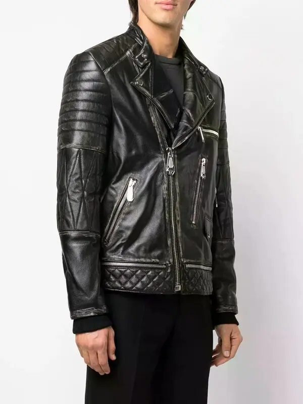 Philipp Plein Logo-plaque Leather Biker Jacket