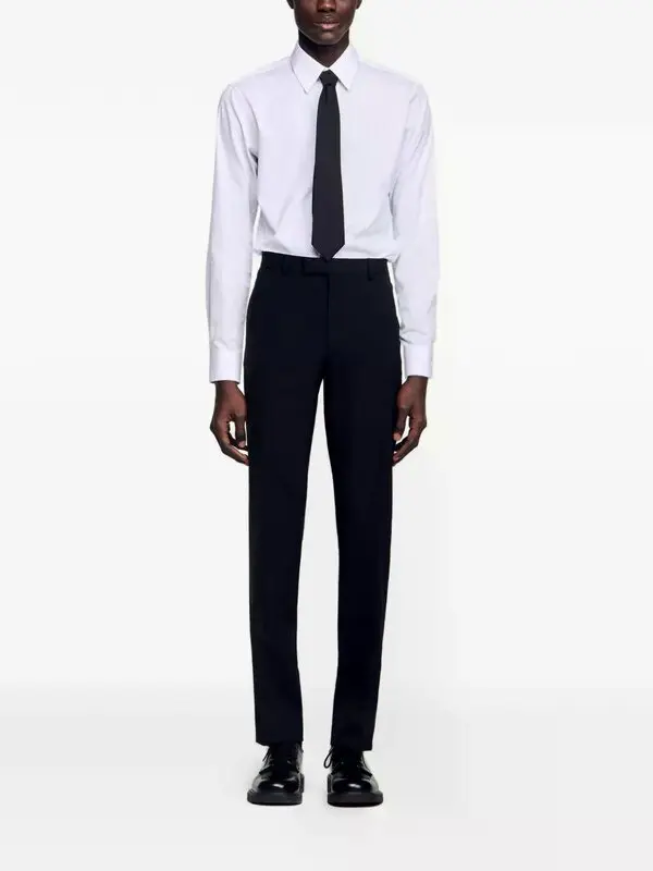 Sandro Tailored Wool Blend Suit Trousers - Black