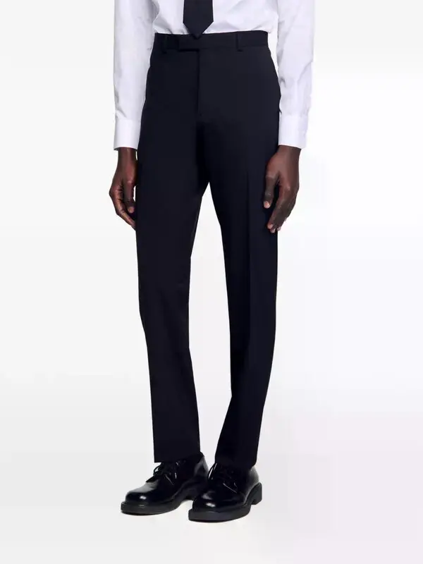 Sandro Tailored Wool Blend Suit Trousers - Black