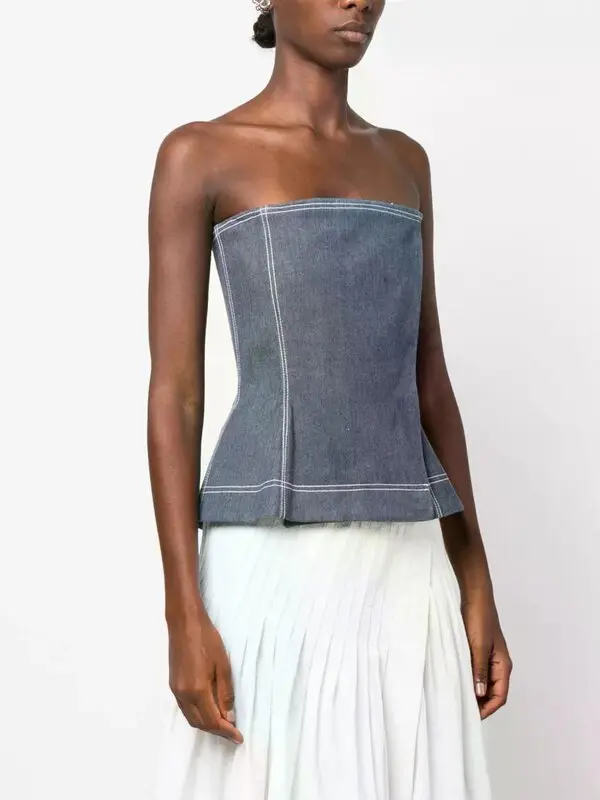 IOANA CIOLACU Strapless Bustier Top With Contrast Stitching