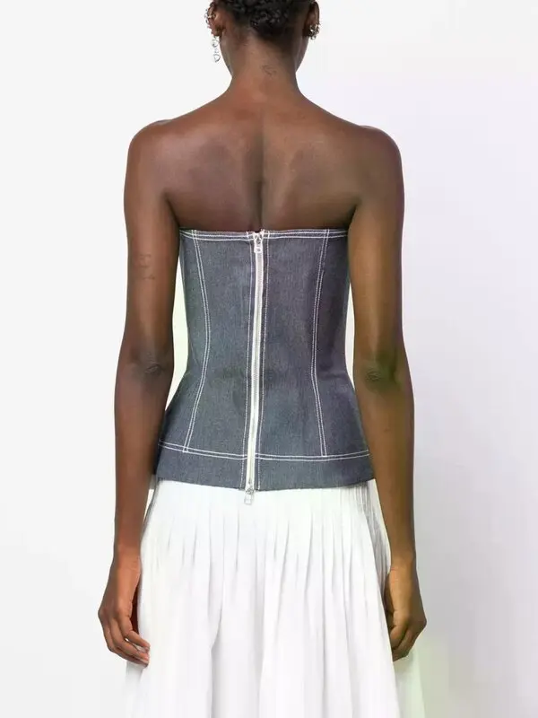 IOANA CIOLACU Strapless Bustier Top With Contrast Stitching