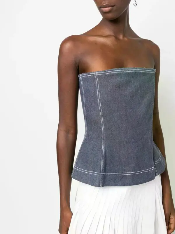 IOANA CIOLACU Strapless Bustier Top With Contrast Stitching