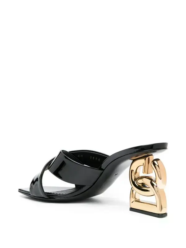 Dolce & Gabbana Patent Leather Mules With Chain Detail Heel