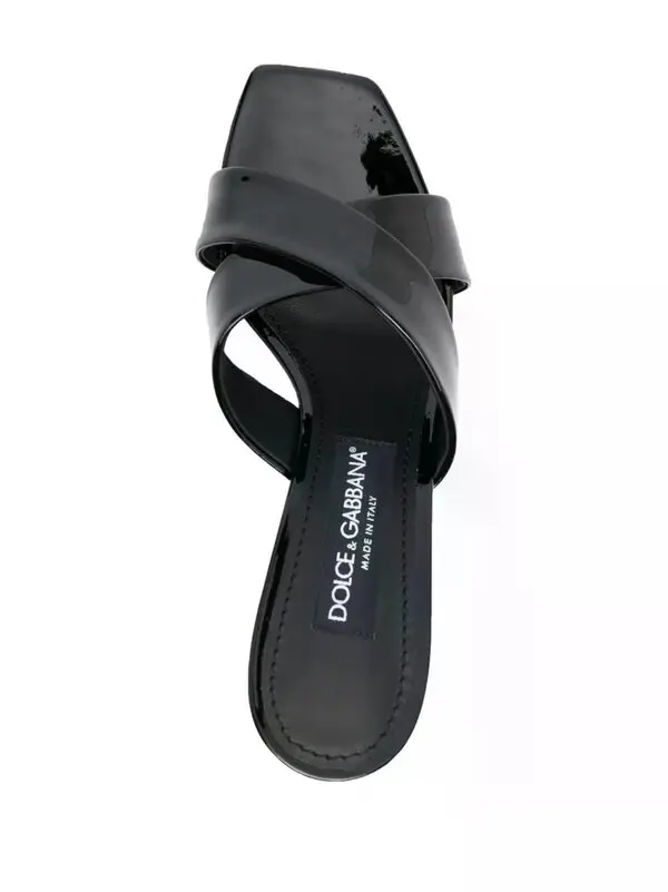Dolce & Gabbana Patent Leather Mules With Chain Detail Heel