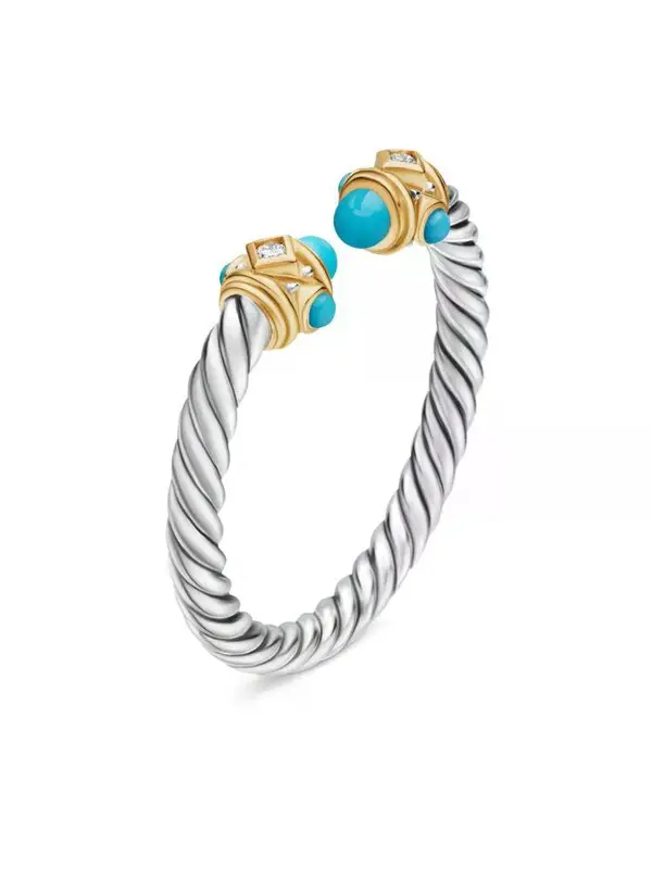 David Yurman Sterling Renaissance Turquoise And Diamond Ring