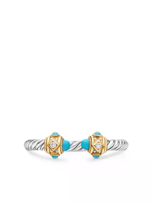 David Yurman Sterling Renaissance Turquoise And Diamond Ring
