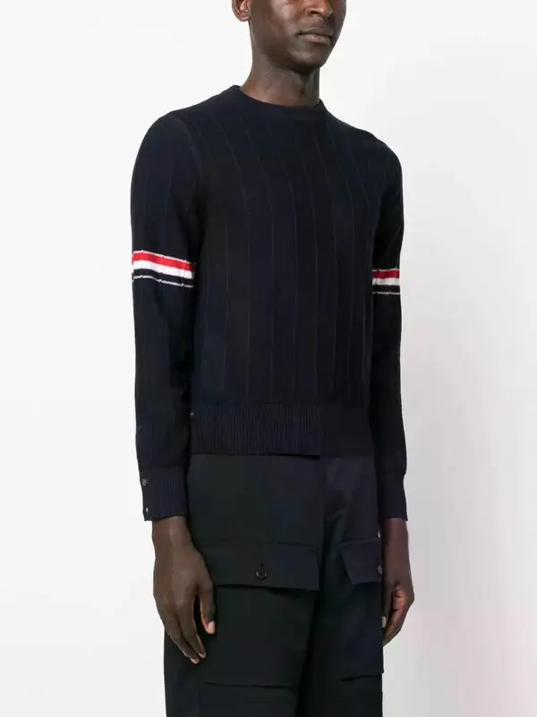 Thom Browne Rwb Stripe Long Sleeve Jumper - Blue