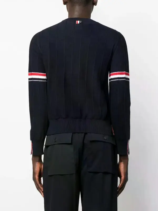 Thom Browne Rwb Stripe Long Sleeve Jumper - Blue