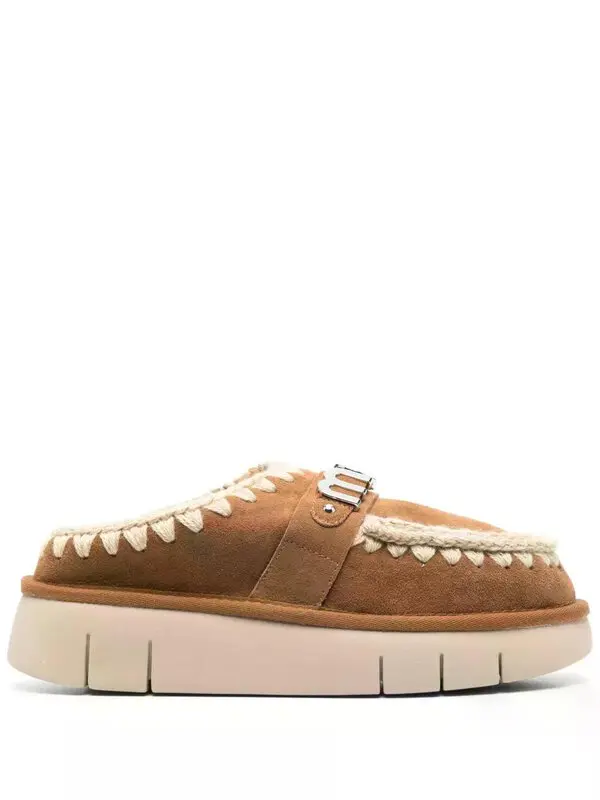 Mou Logo-plaque Chunky Slippers - Brown