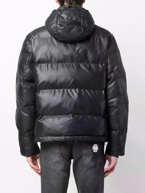 Philipp Plein Logo Print Padded Hooded Jacket