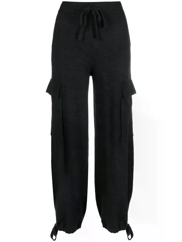 P.a.r.o.s.h Charcoal Wool Blend Knitted Cargo Trousers - Grey