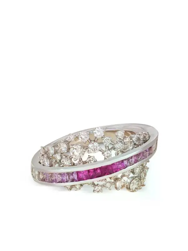 ANANYA 18k White Gold Diamond And Sapphire Ring - Silver