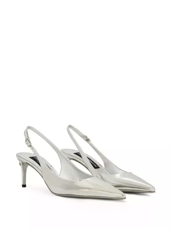 Dolce & Gabbana Tone Calf Leather Slingback Pumps - Silver