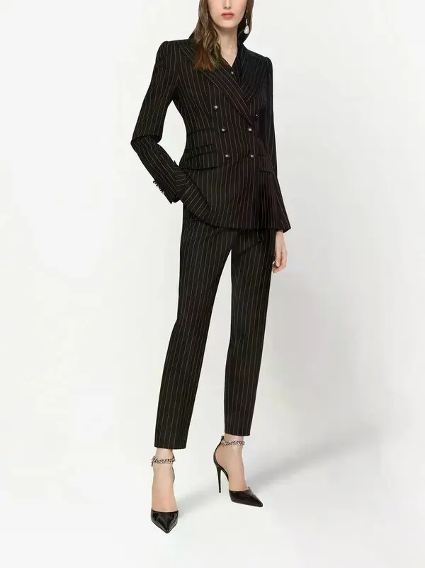 Dolce & Gabbana Striped Double-breasted Blazer - Black
