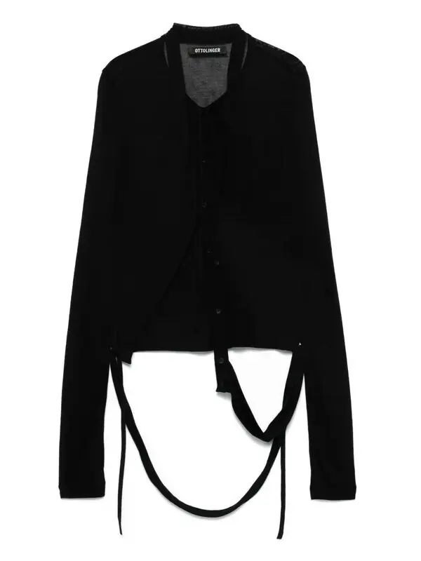 Ottolinger Deconstructed Cardigan With Strap Detailing - Black