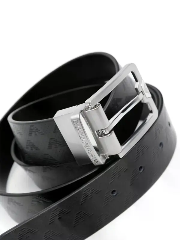 Emporio Armani Leather Belt With Silver-tone Buckle