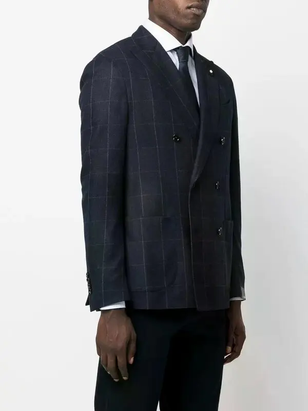 LARDINI Double-breasted Checked Blazer