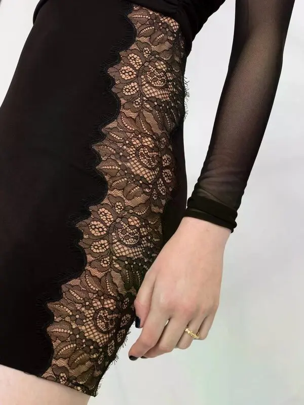 SELF-PORTRAIT Floral Embroidery Cut-out Draped Mini Dress