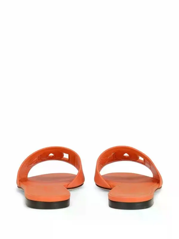 Dolce & Gabbana Dg Logo Leather Slides - Orange