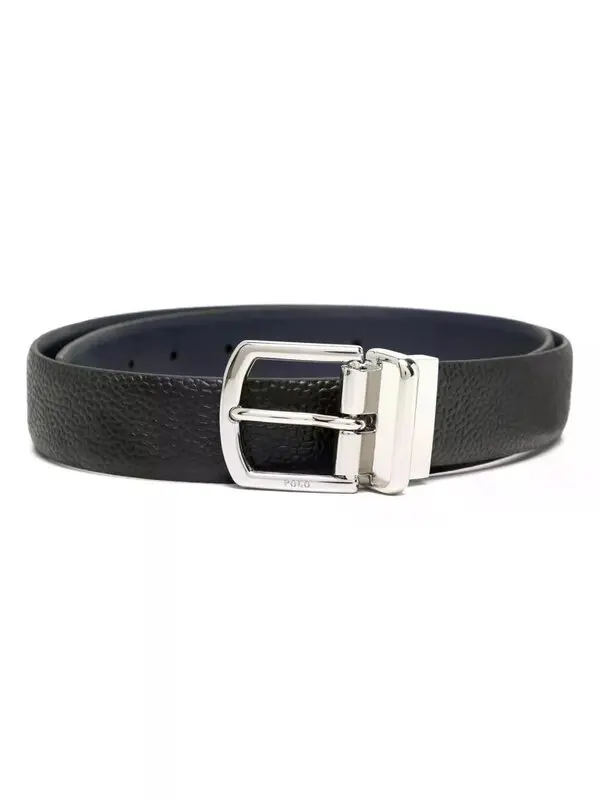 Polo Ralph Lauren Logo Engraved Buckle Reversible Leather Belt - Blue