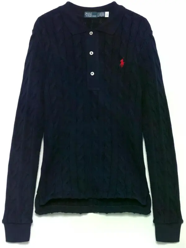 Polo Ralph Lauren Cable-knit Cotton Polo Shirt - Blue