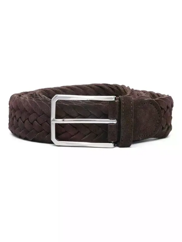 Canali Braided Suede Belt - Brown