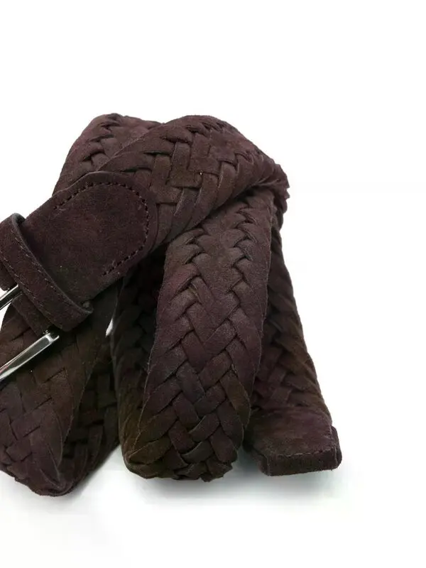 Canali Braided Suede Belt - Brown