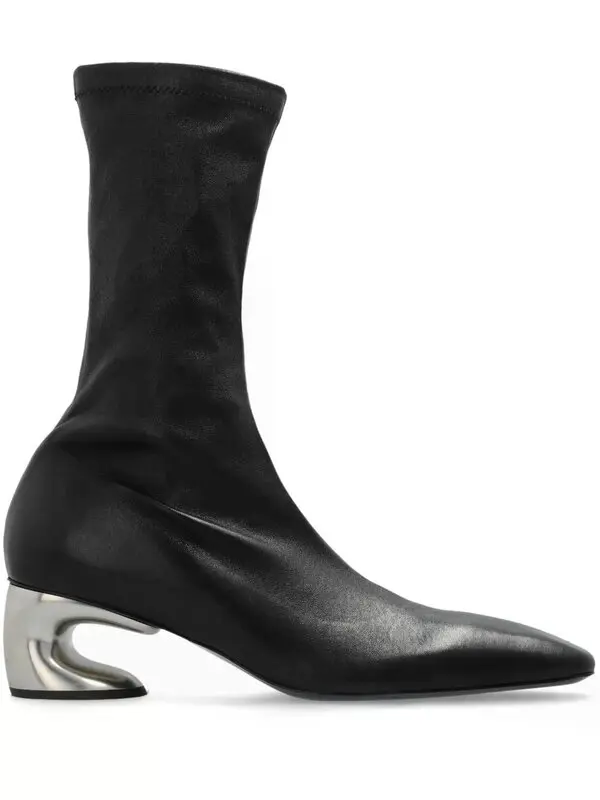 JIL SANDER Nappa Leather Ankle Boots With Sculptural Heel