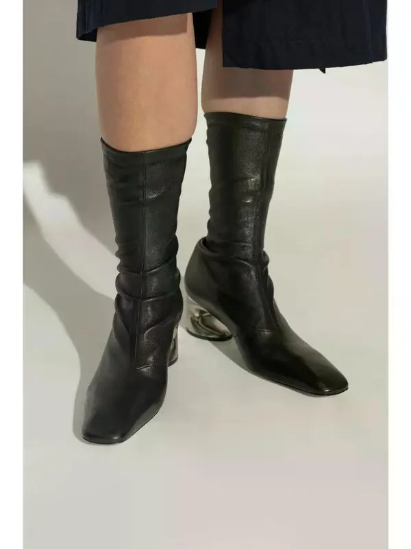 JIL SANDER Nappa Leather Ankle Boots With Sculptural Heel