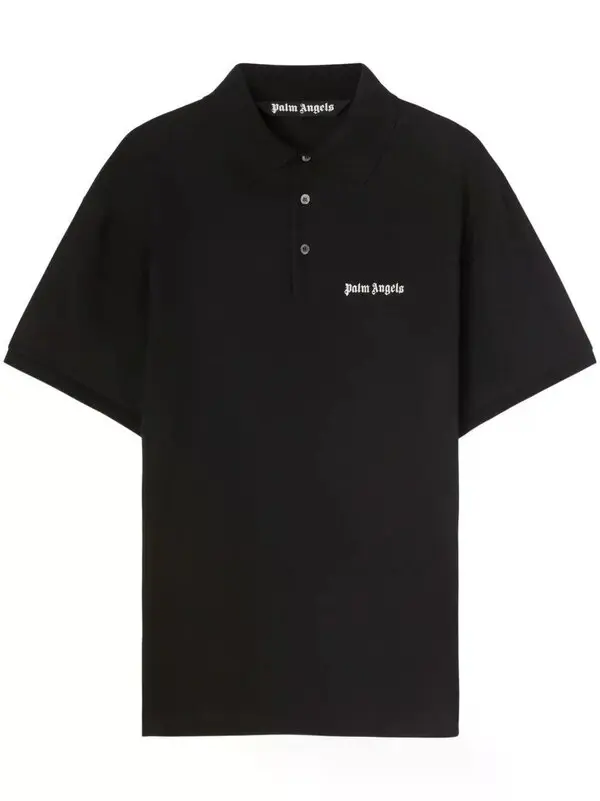 Palm Angels Logo-embroidered Cotton Polo Shirt - Black