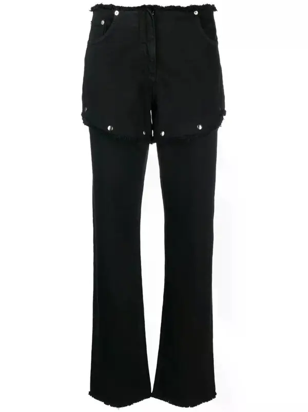 1017 Alyx 9sm Snap Off Frayed Straight-leg Jeans - Black