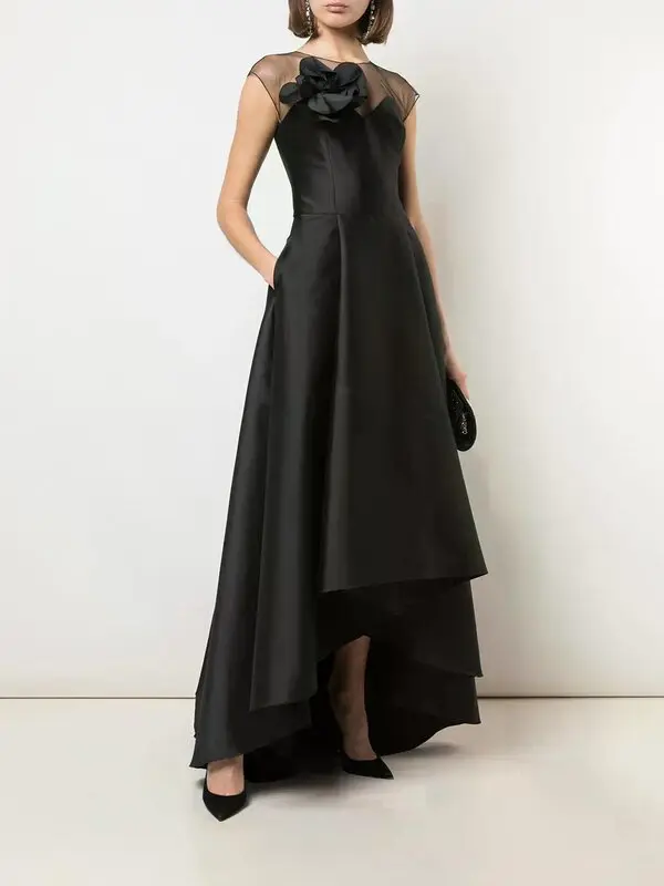 Sachin & Babi Blakely High-low Gown With Floral Appliqués
