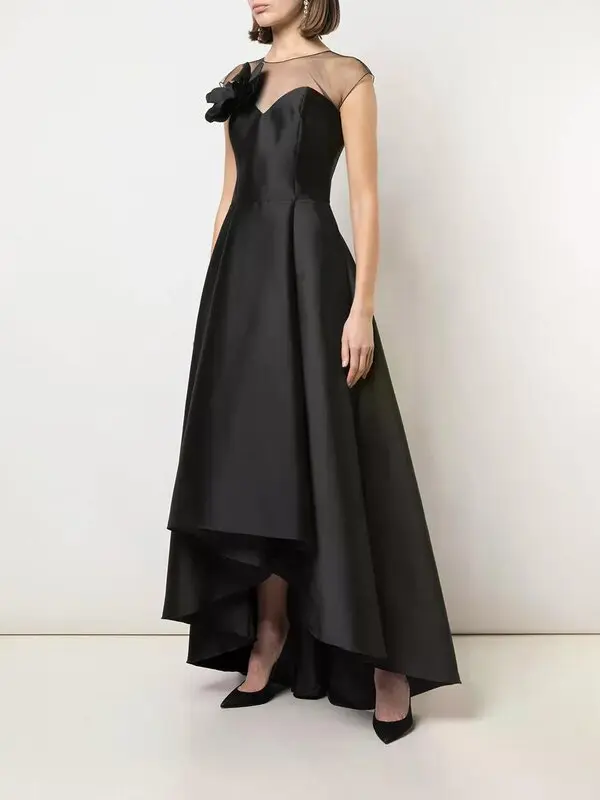 Sachin & Babi Blakely High-low Gown With Floral Appliqués