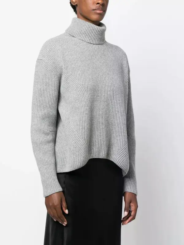 Pinko Ribbed Wool-cashmere Blend Roll Neck Jumper